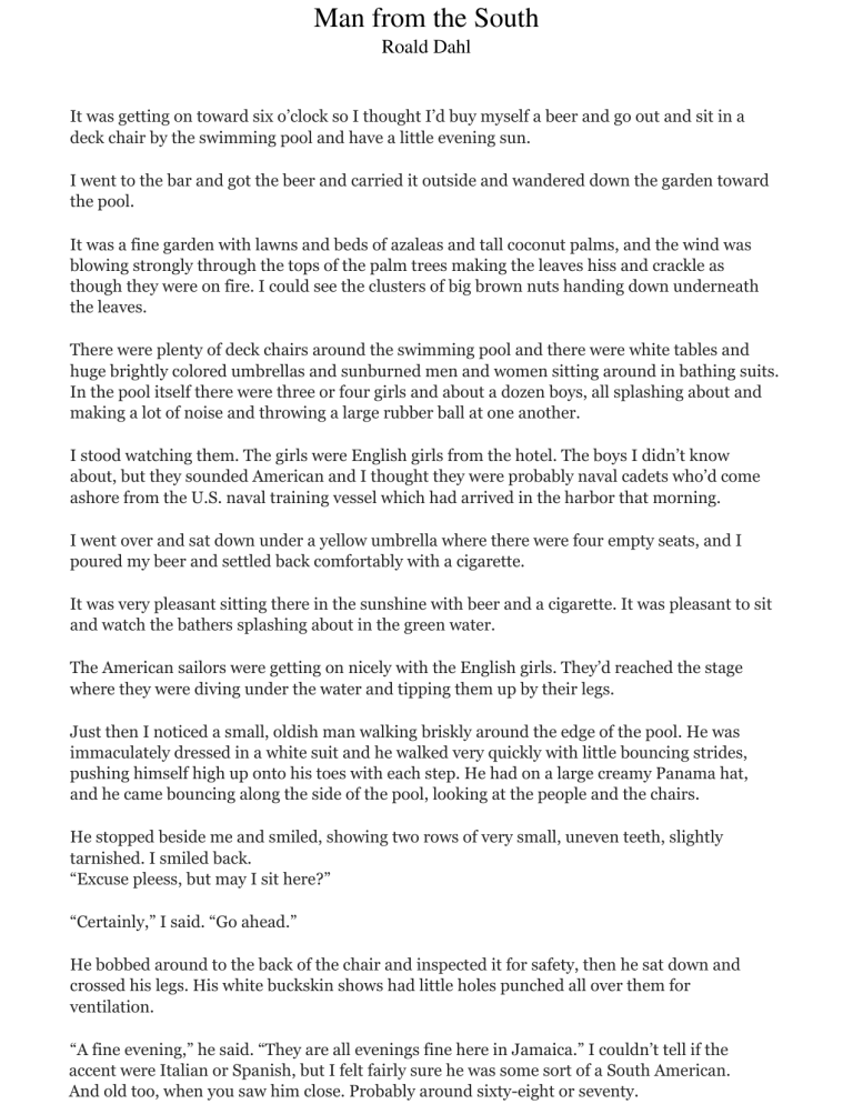 Man from the South by Roald Dahl - Short Story