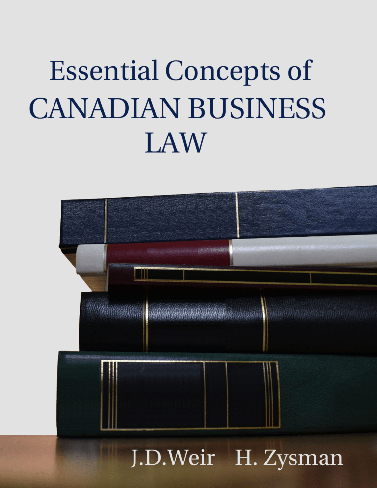Essential Concepts of Canadian Business Law Textbook