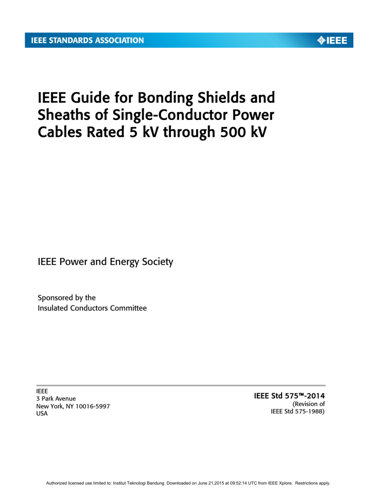 IEEE 575-2014: Bonding Shields & Sheaths for Power Cables
