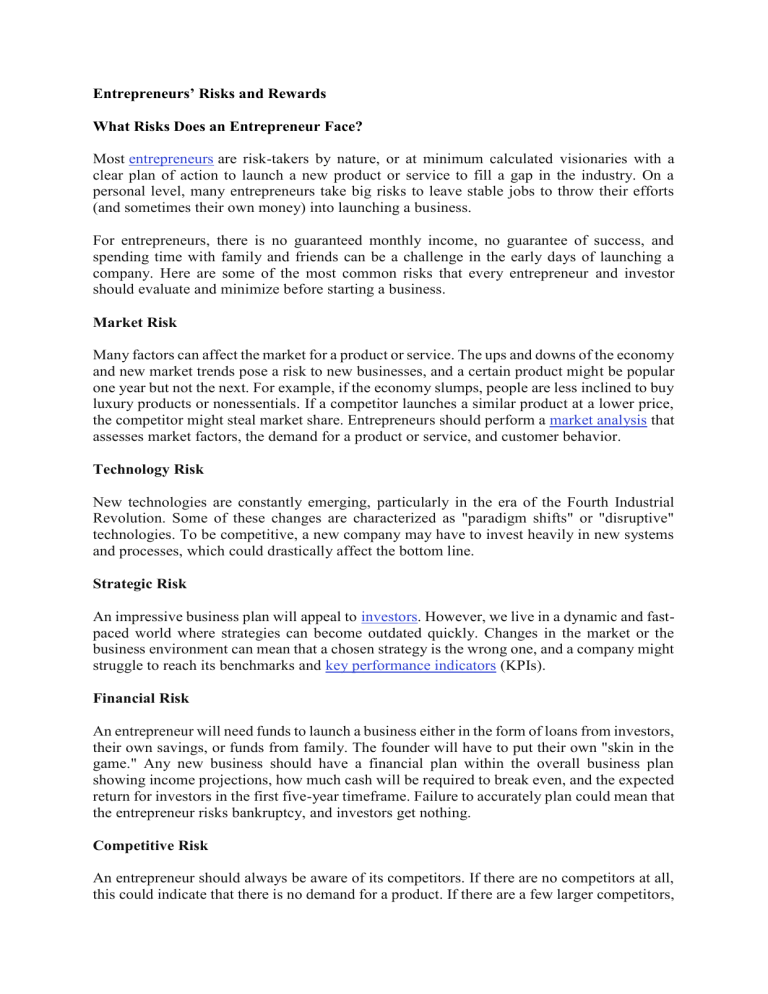 Entrepreneurs’ Risks and Rewards: Key Risks & Rewards of Starting a ...