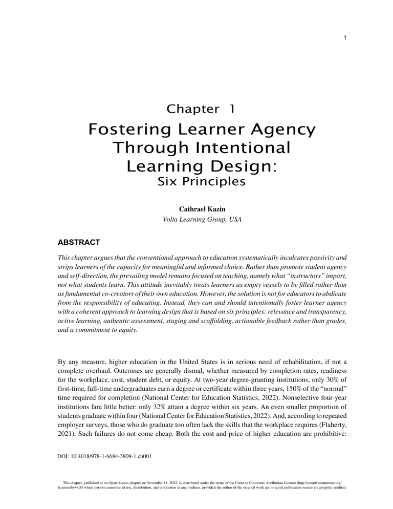 Fostering Learner Agency: 6 Principles for Intentional Learning Design