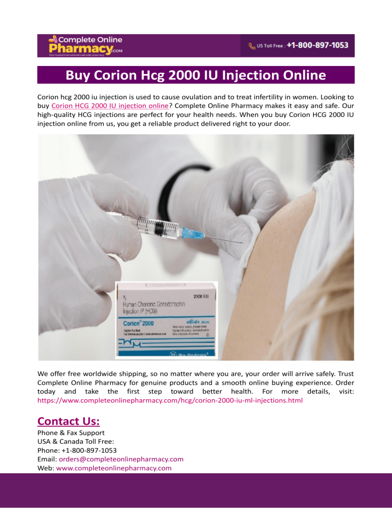Buy Corion Hcg 2000 IU Injection Online