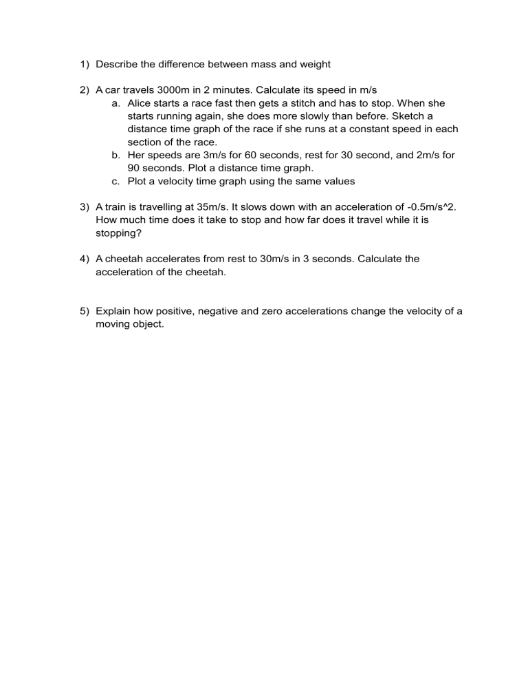Physics Kinematics Problems: Speed, Acceleration & Graphs