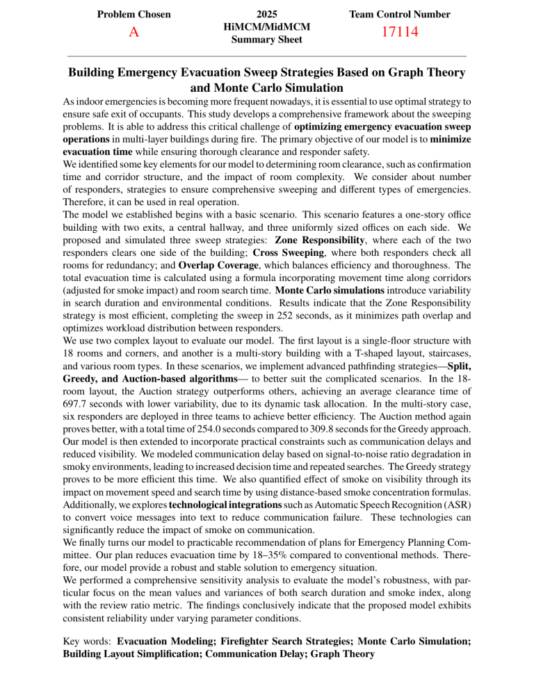 Optimizing Emergency Evacuation Sweeps with Graph Theory & Monte Carlo