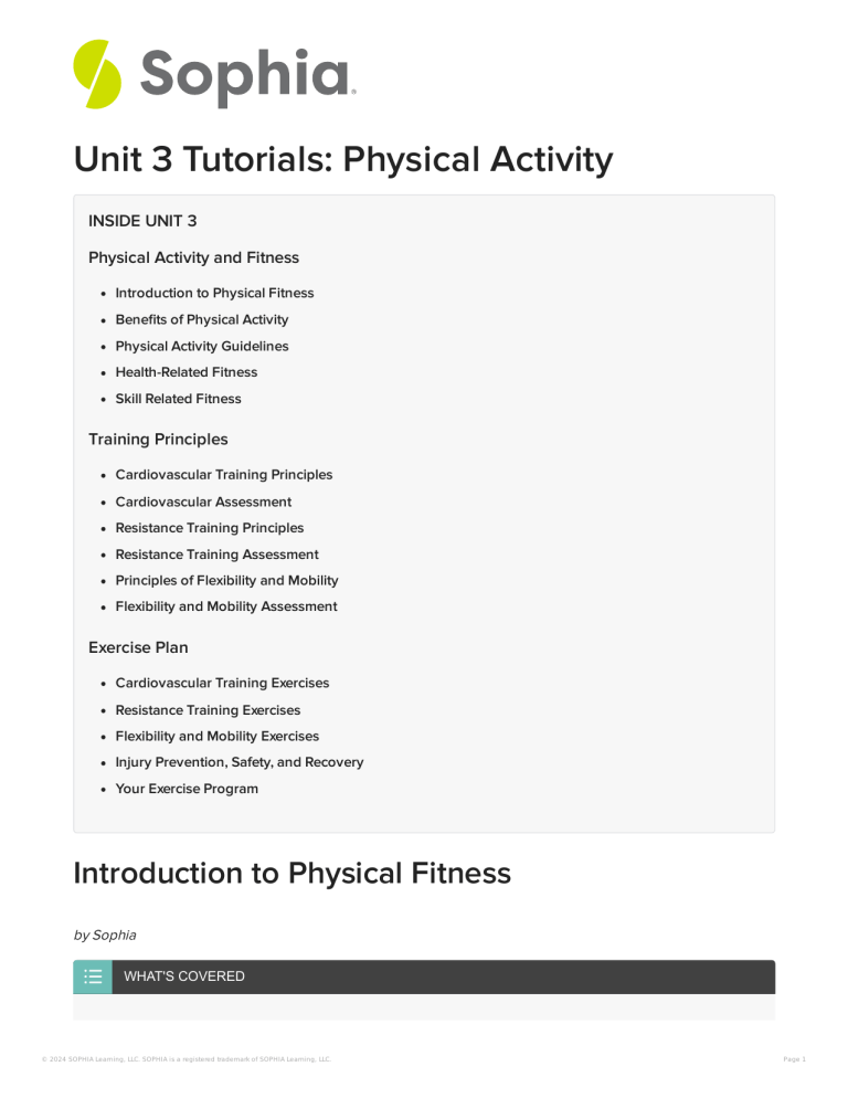 Unit 3 Tutorials: Physical Activity Guide
