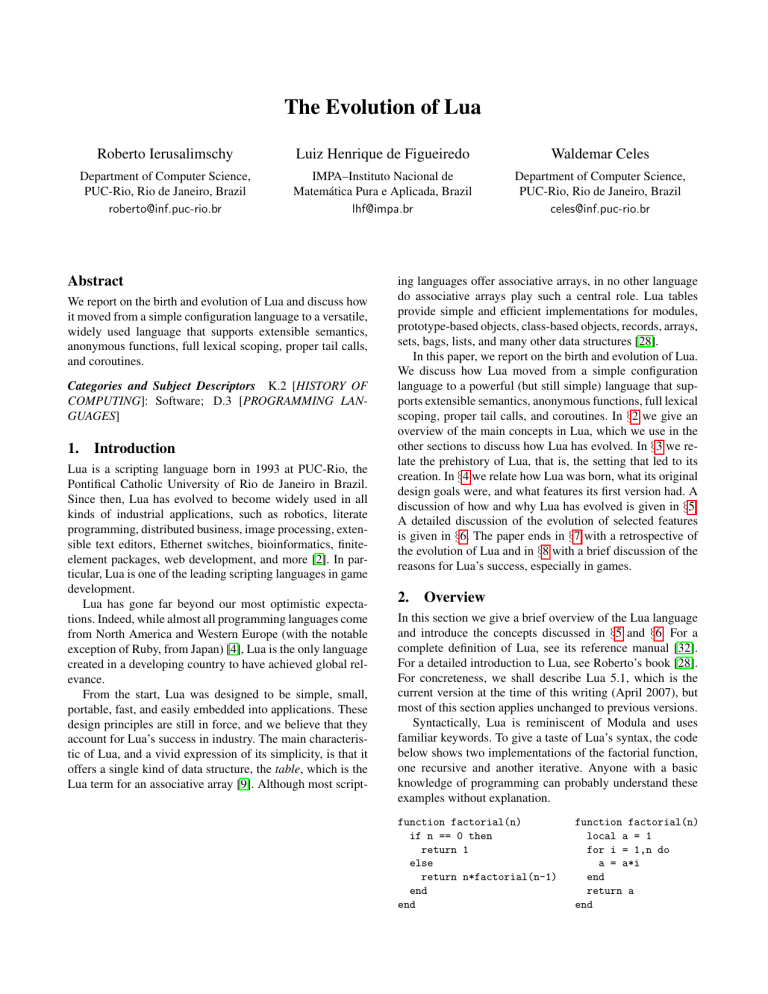 The Evolution of Lua: From Configuration to Versatile Scripting Language