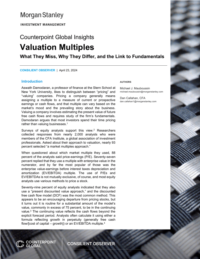 Valuation Multiples: What They Miss, Why They Differ, and Fundamentals