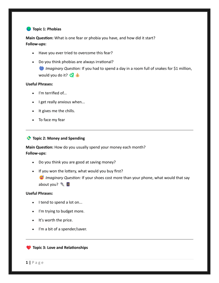 20 Conversation Topics for English Practice