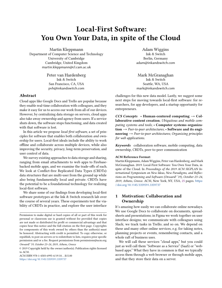 Local-First Software: Data Ownership, Collaboration & CRDTs