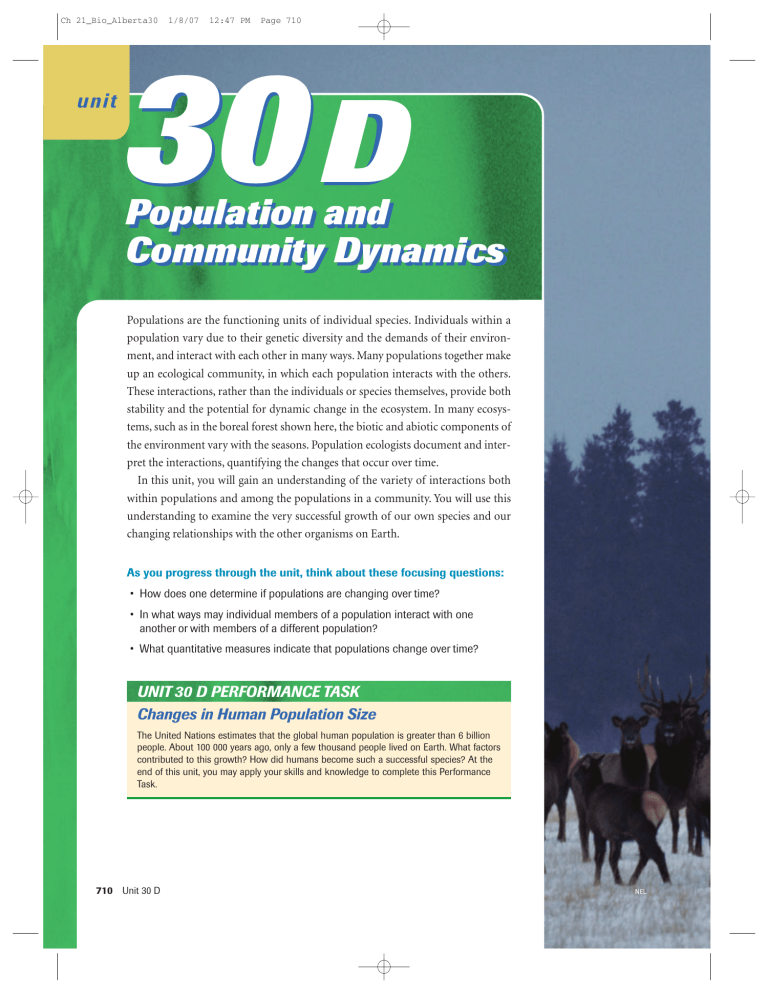 Population and Community Dynamics Unit 30D Biology Textbook