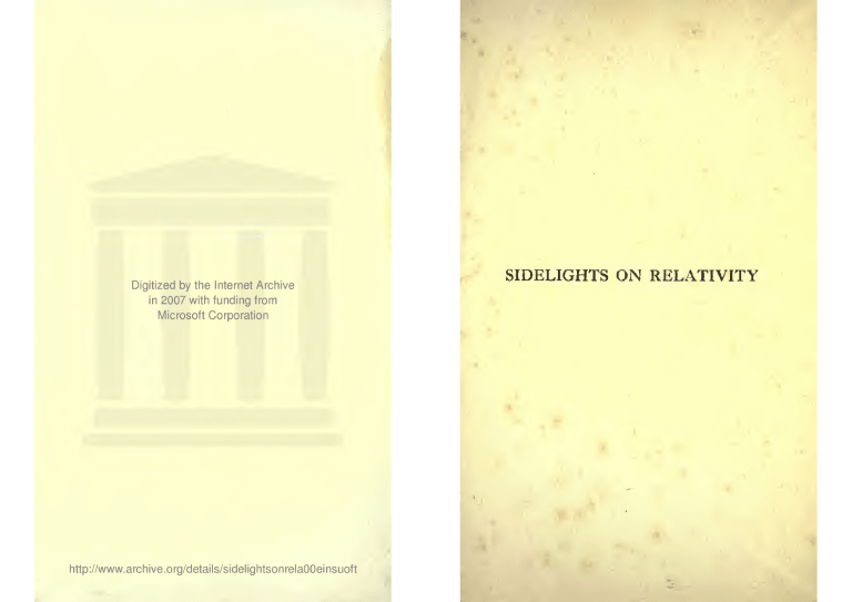 Albert Einstein: Sidelights on Relativity - Ether and Theory