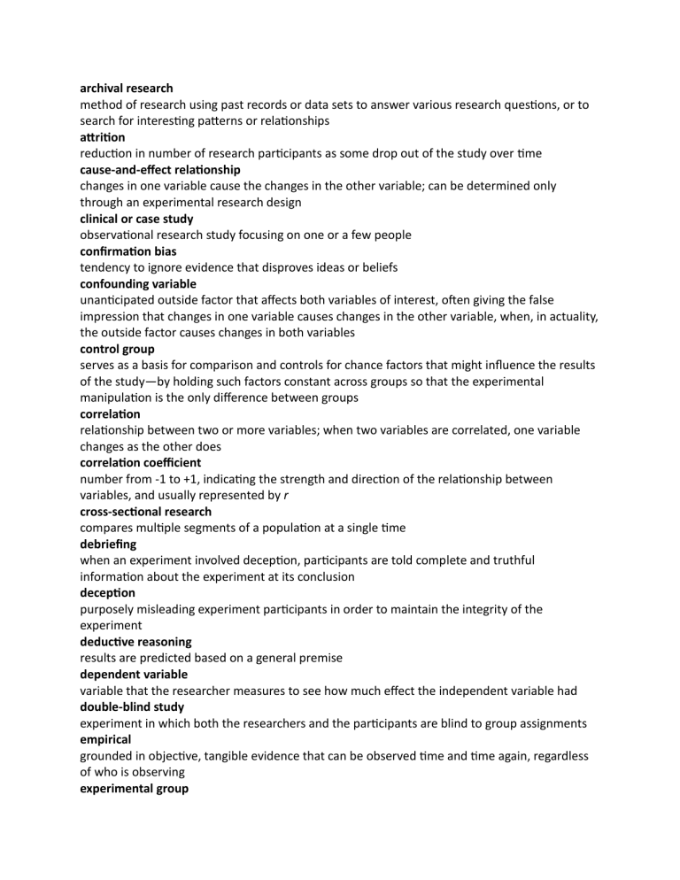 Psychology Research Methods Glossary: Key Terms & Definitions