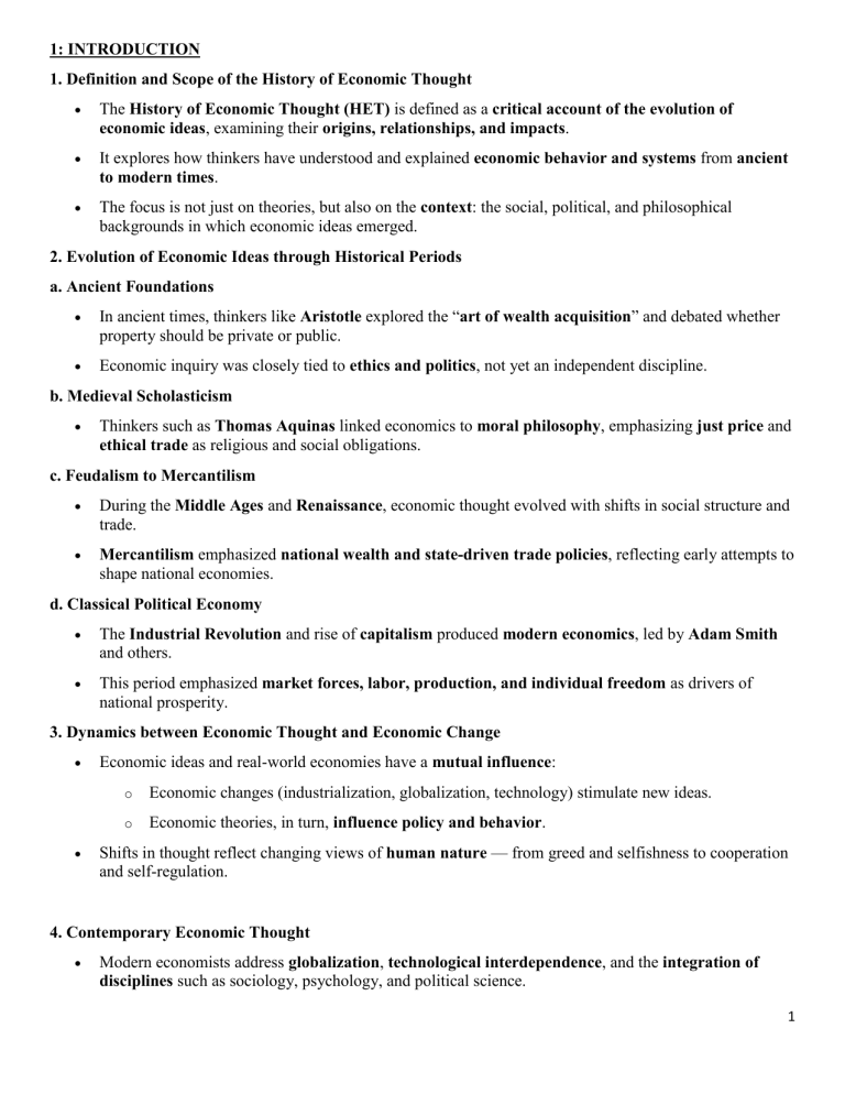 Introduction to History of Economic Thought