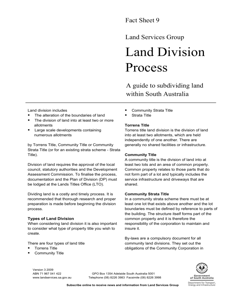 Land Division Process South Australia: A Guide to Subdividing Land