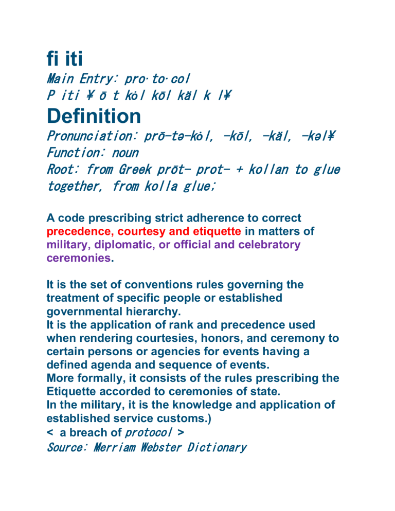 Protocol Definition: Etiquette, Customs, and Official Conduct