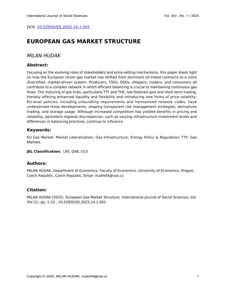 European Gas Market Structure: Evolution, Policy, and Price Mechanisms