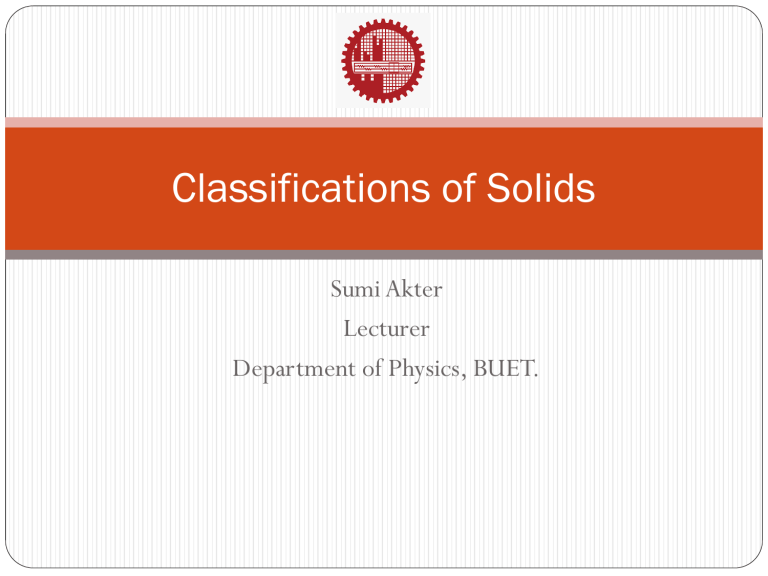 Classifications of Solids: Crystalline & Amorphous Materials