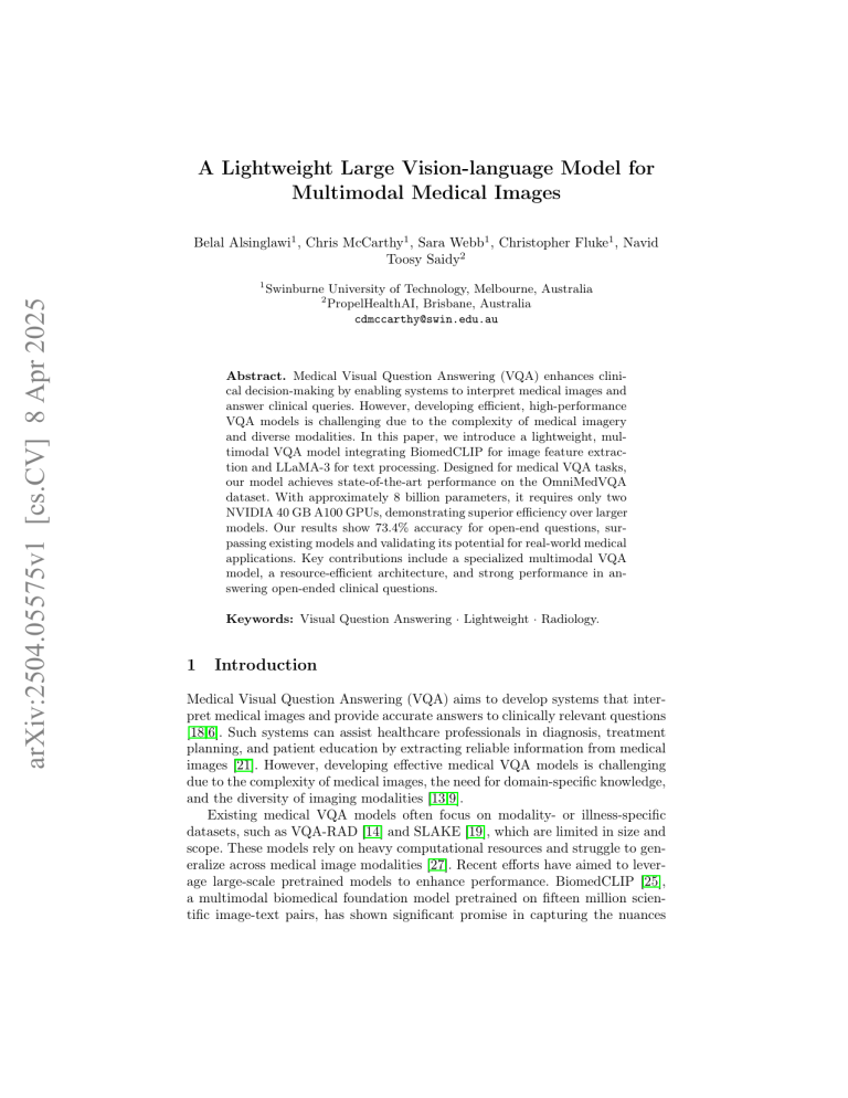 Lightweight Vision-Language Model for Medical Images