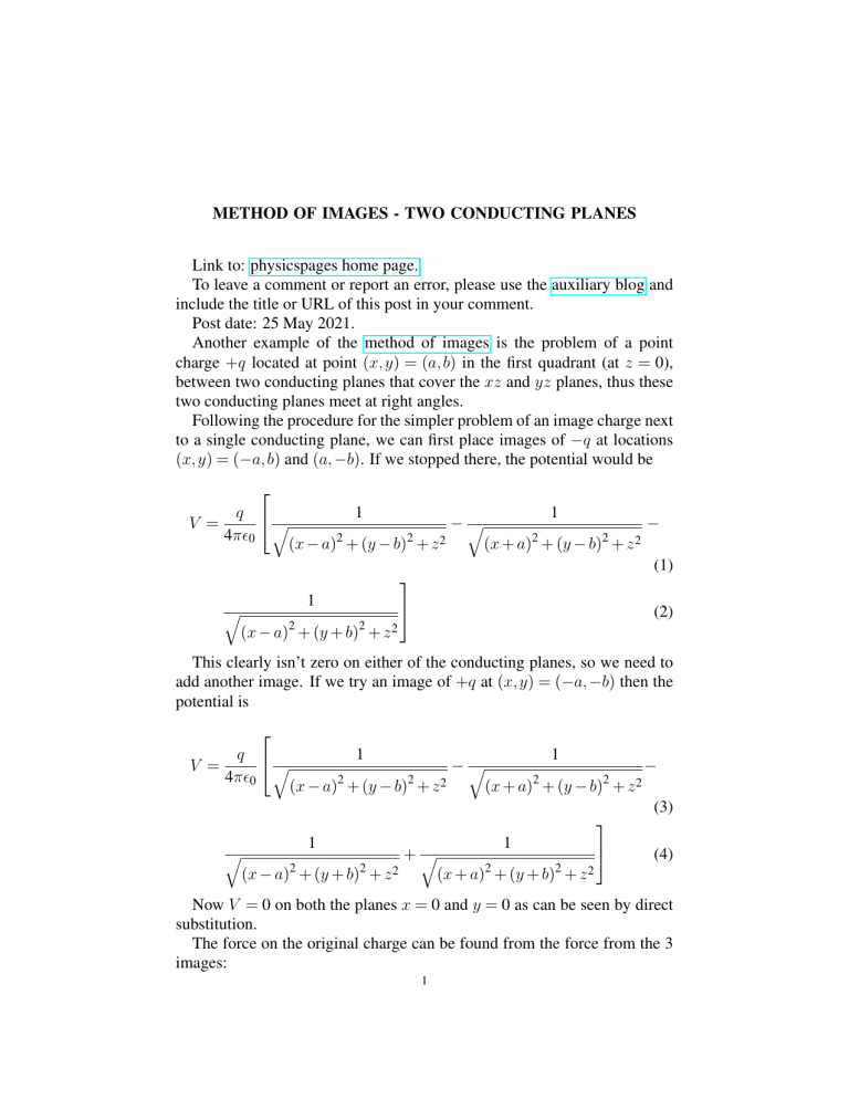 Method of Images: Two Conducting Planes