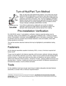 Turn-of-Nut Bolt Installation: Technical Data Sheet