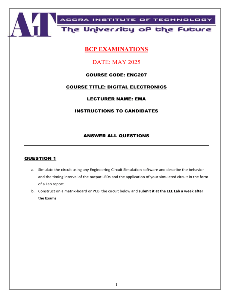 Digital Electronics Exam Paper ENG207
