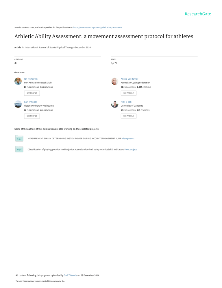 Athletic Ability Assessment: Movement Protocol for Athletes