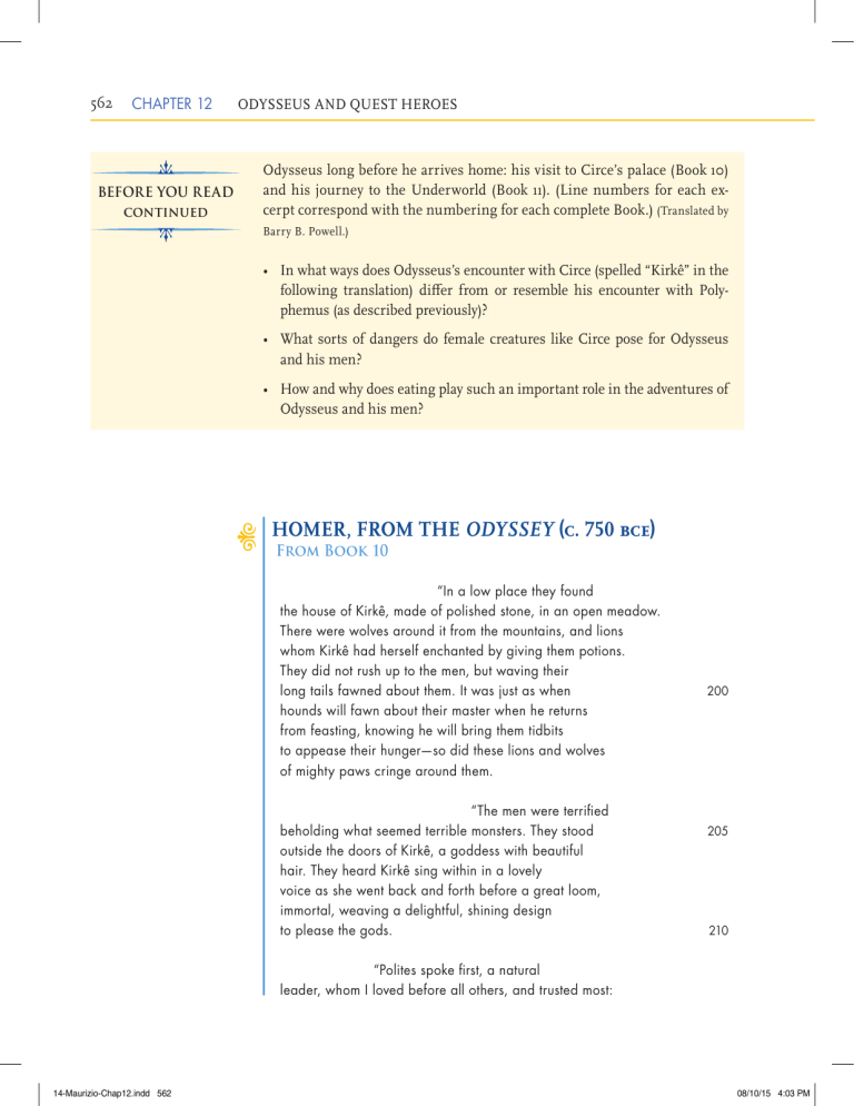 Odysseus and Circe: Homer's Odyssey Book 10 | Quest Heroes