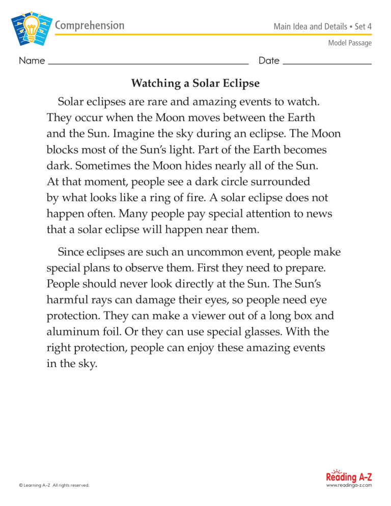 Watching a Solar Eclipse Reading Passage