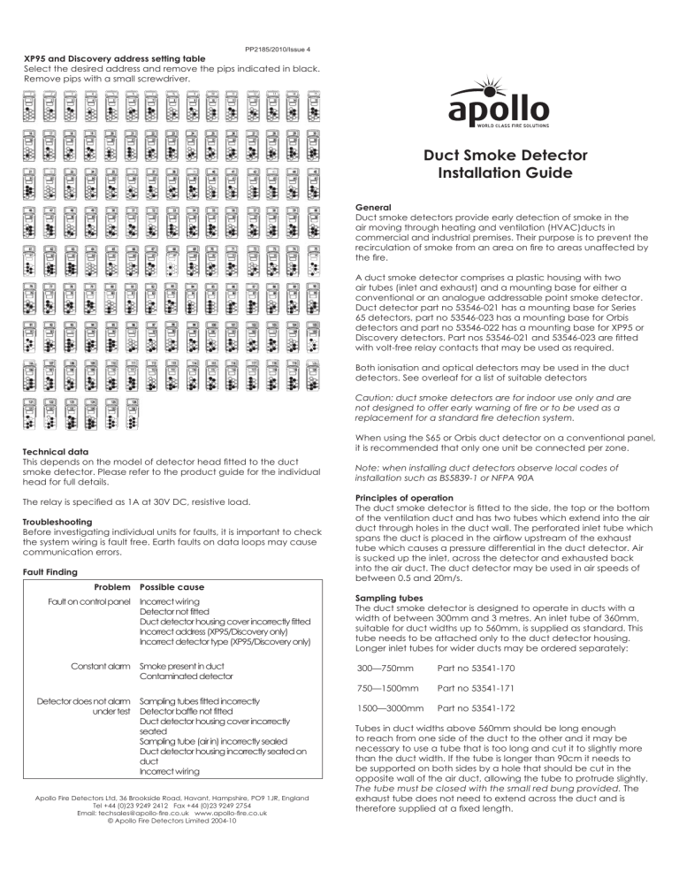 Apollo Duct Smoke Detector Installation Guide