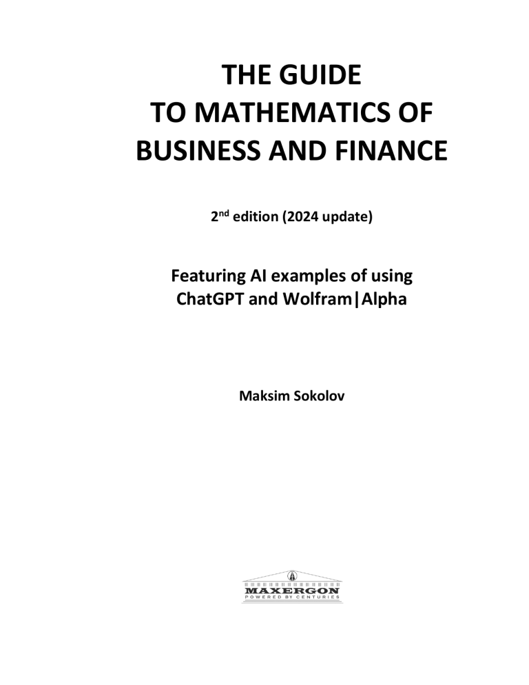 The Guide to Mathematics of Business and Finance 2nd Ed