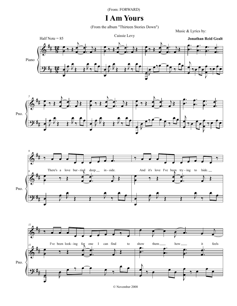 I Am Yours Sheet Music by Jonathan Reid Gealt