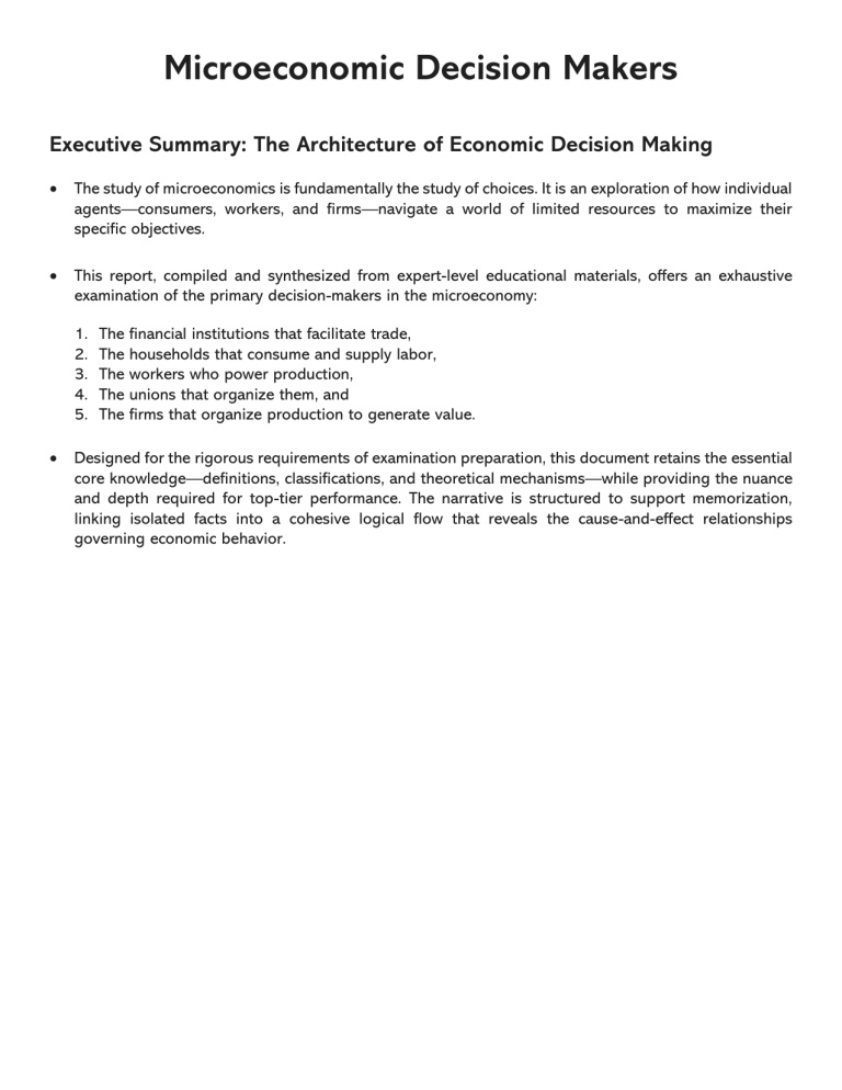 Microeconomic Decision Makers