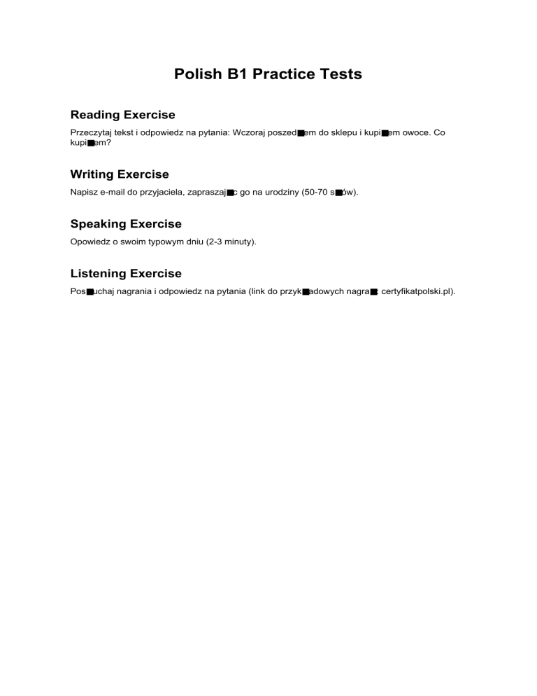 Polish B1 Practice Tests