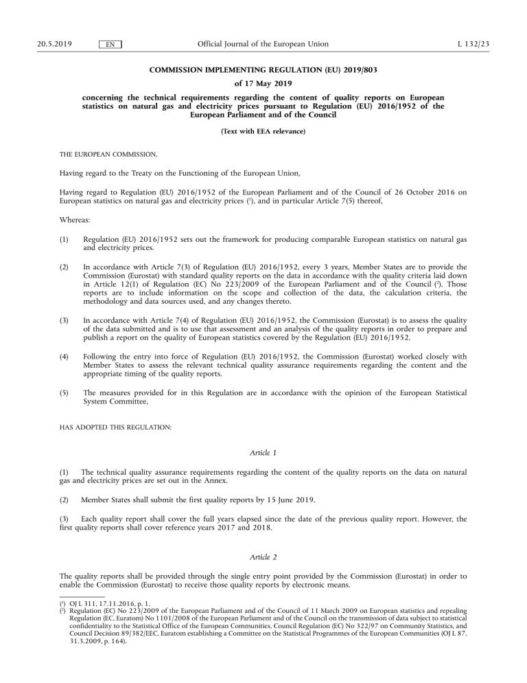 EU Regulation 2019/803: Technical Requirements for Energy Price Quality ...