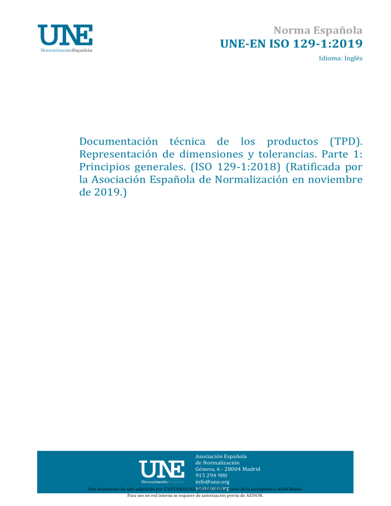 UNE-EN ISO 129-1:2019 Standard