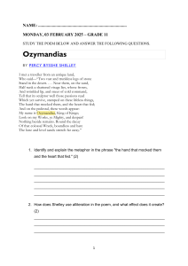 Ozymandias Poem Analysis Worksheet