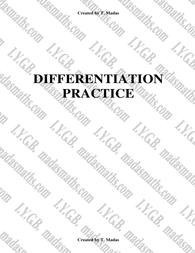 Differentiation Practice Worksheet
