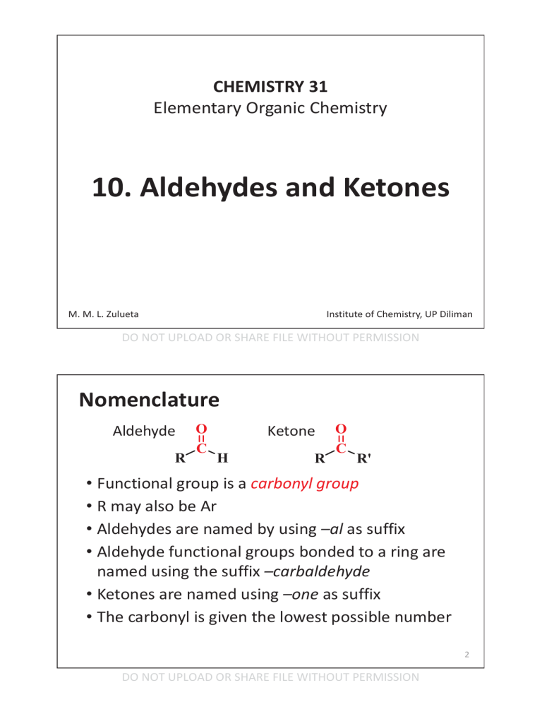 Organic Chemistry: Aldehydes and Ketones