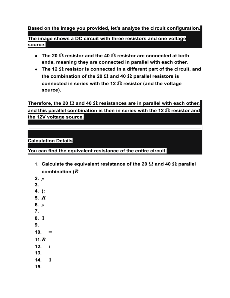 DC Circuit Analysis Worksheet