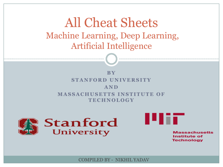 Machine Learning, Deep Learning, AI Cheat Sheets