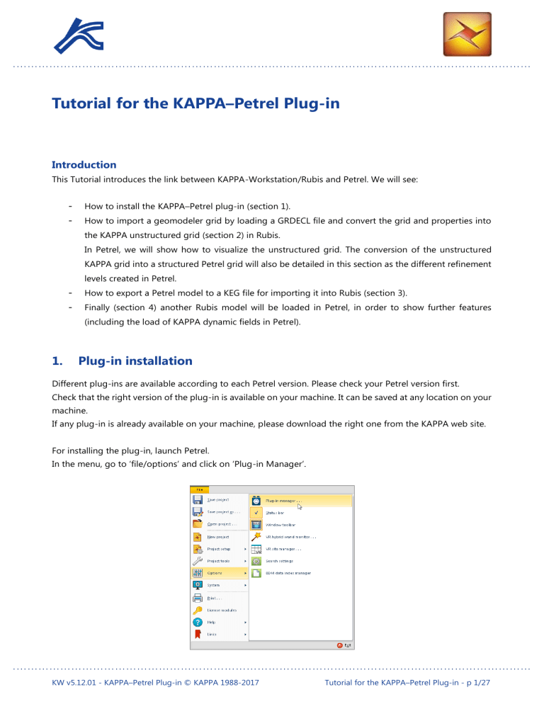 KAPPA-Petrel Plug-in Tutorial