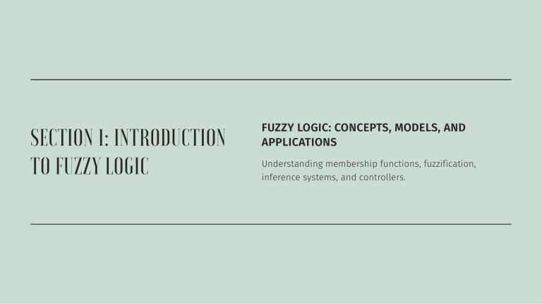 Introduction to Fuzzy Logic Guide