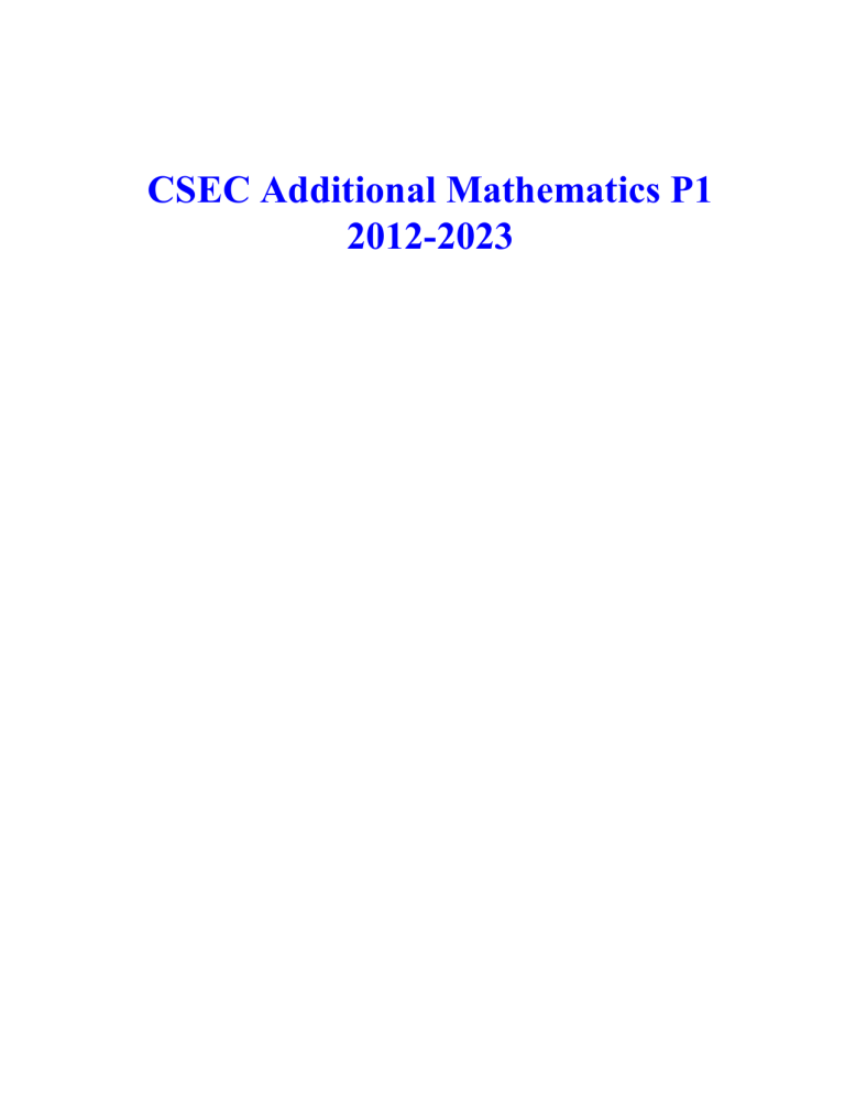 CSEC Additional Mathematics Specimen Paper 2012-2023