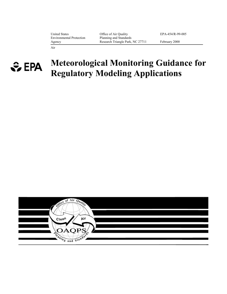 EPA Meteorological Monitoring Guidance