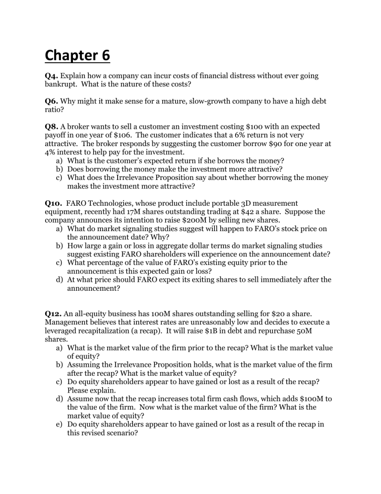 Corporate Finance Problems & Solutions
