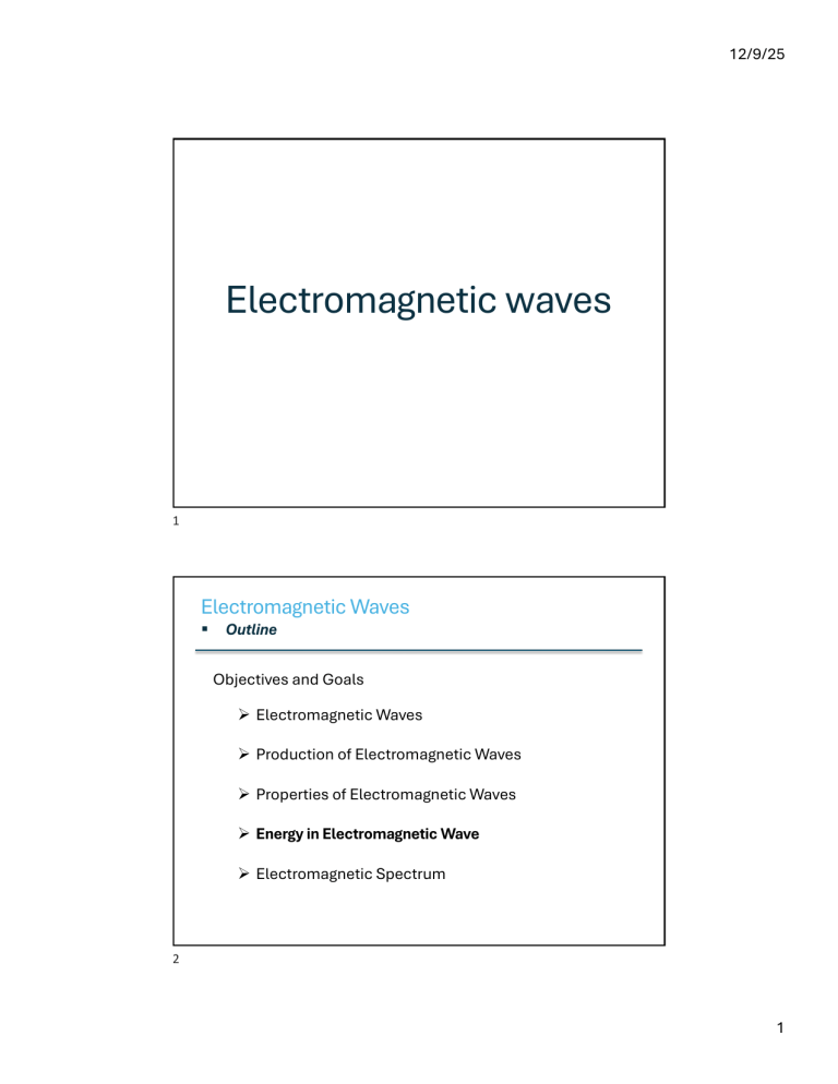 Electromagnetic Waves: Maxwell's Equations