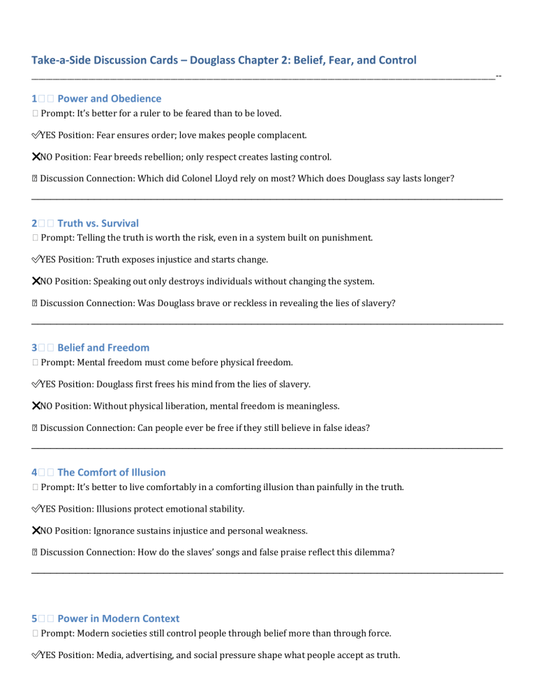 Douglass Chapter 2 Discussion Cards