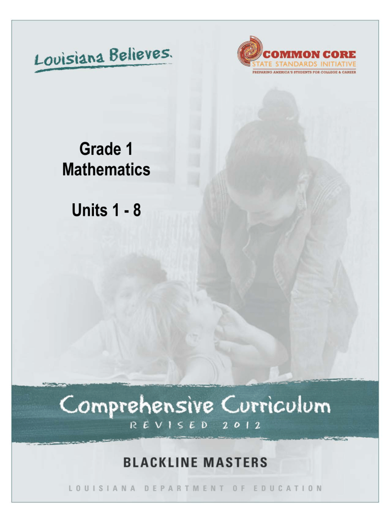 Grade 1 Mathematics Blackline Masters: Units 1-8 Activities & Assessments