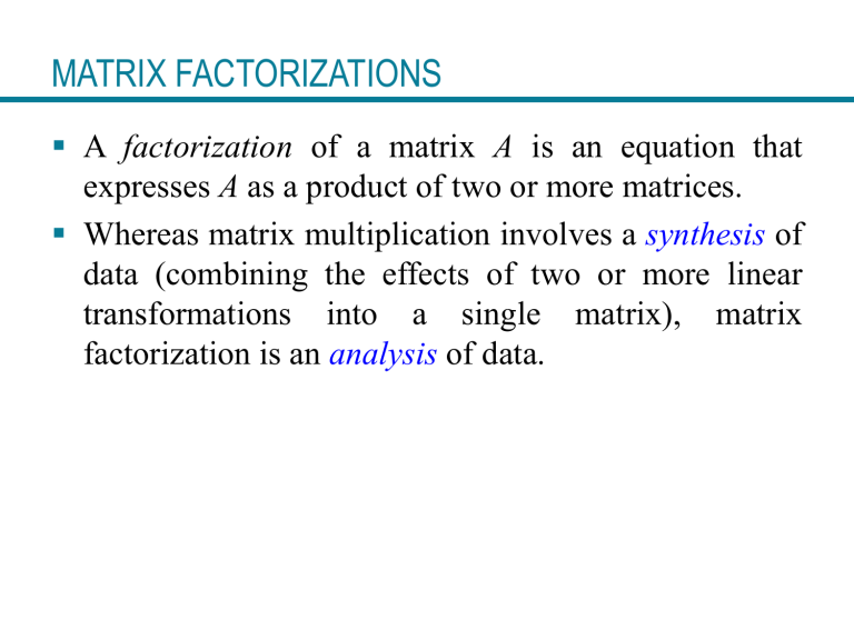 Matrix Factorizations LU & QR Guide