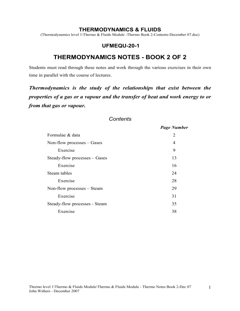 Thermodynamics & Fluids Notes - Book 2